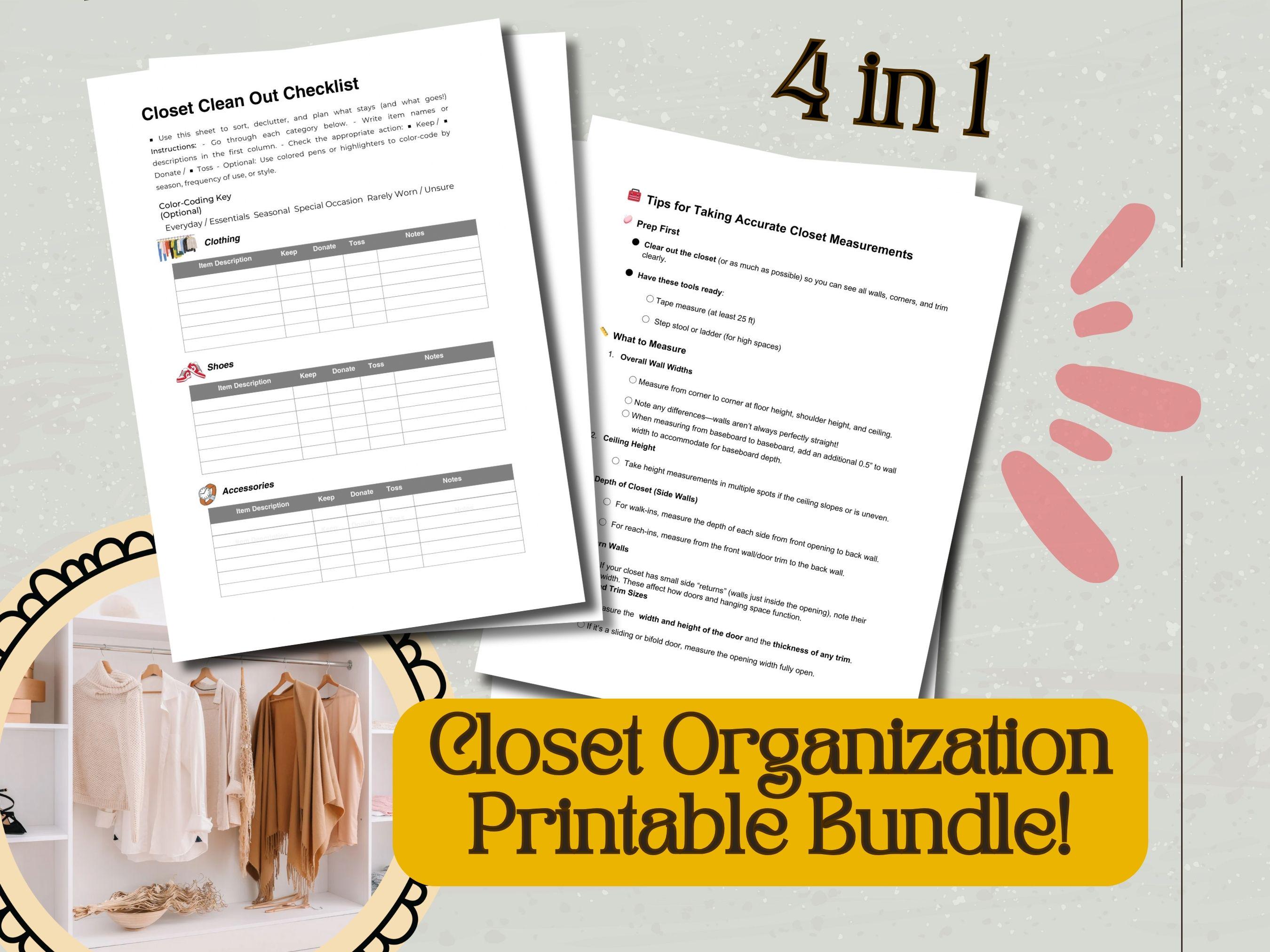 Closet Organization Printable Bundle | Inventory Checklist, Wardrobe ...