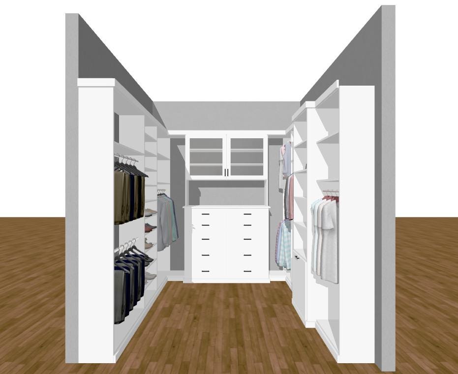 Custom Walk-in Closet Design PDF Built-in Hutch | Downloadable Specs ...