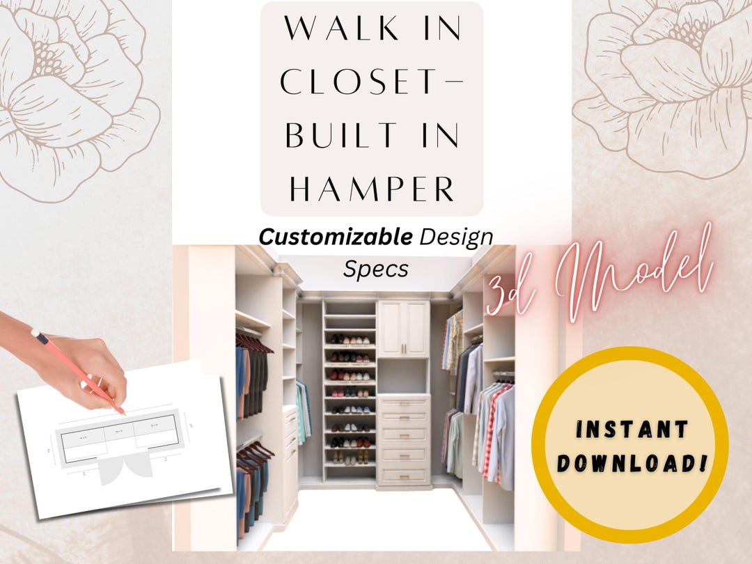 Custom Walk-in Closet Design PDF | Downloadable Specs & Adjustable ...