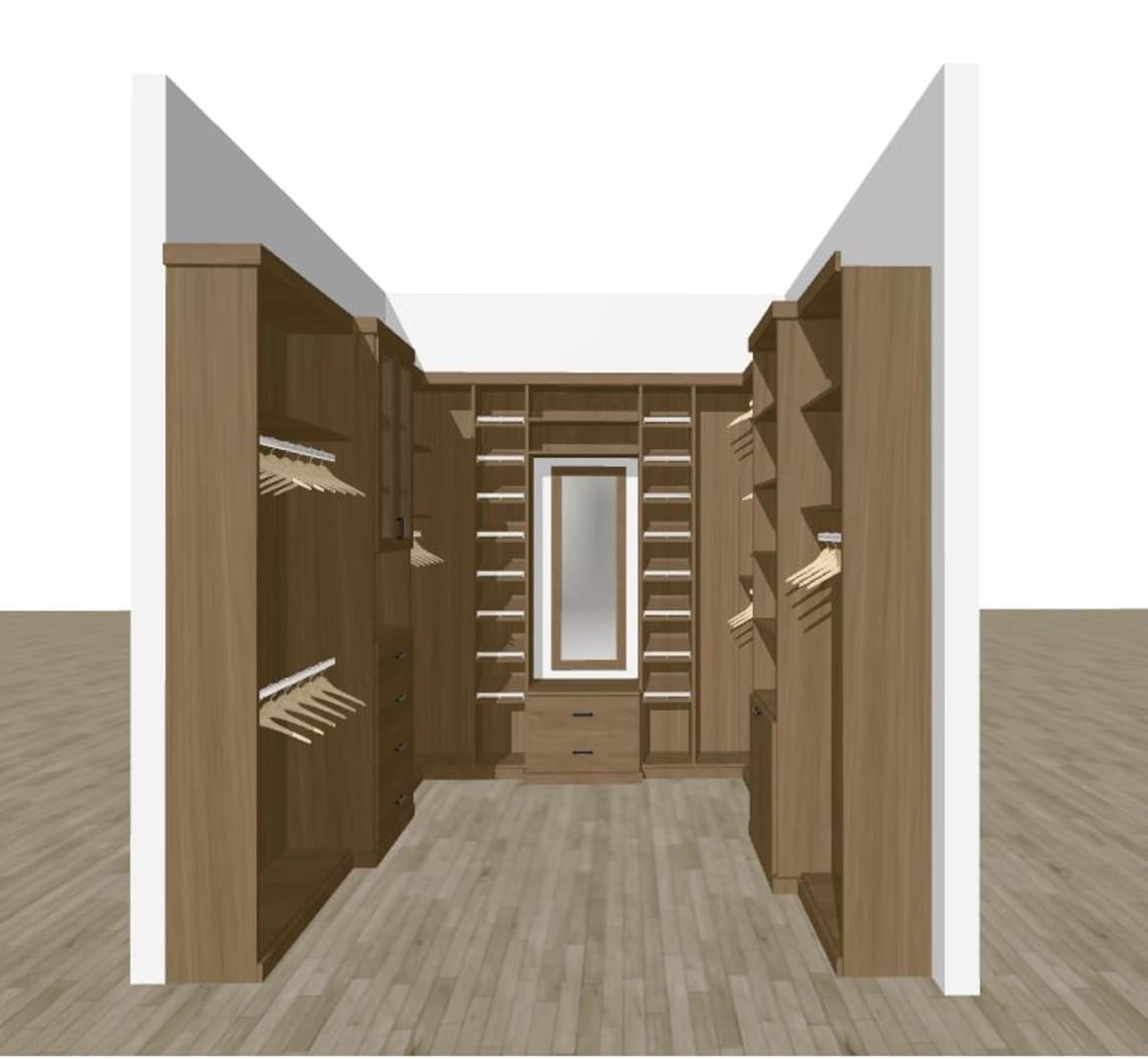 Custom Walk-in Closet Design PDF Built-in Hutch | Downloadable Specs ...