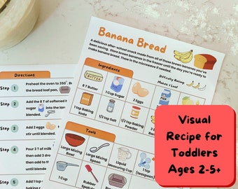 Banana Bread Recipe Card for Kids From Childrens Cookbook, Toddler ...