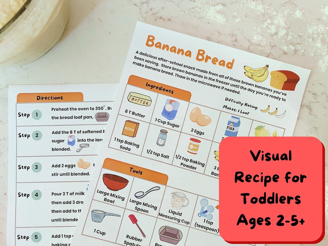 Banana Bread Visual Toddler Recipe - Etsy