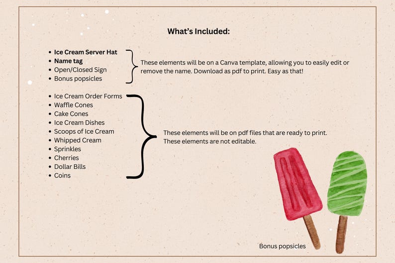 EDITABLE Ice Cream Server Halloween Costume and Pretend Play Digital ...
