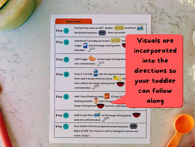 Banana Bread Visual Toddler Recipe - Etsy UK