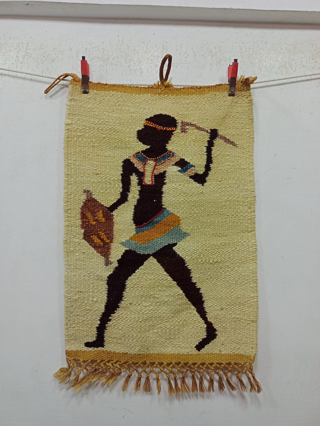 Vintage Beautiful Hand Woven African Lesotho Wool Weaving Tapestry ...