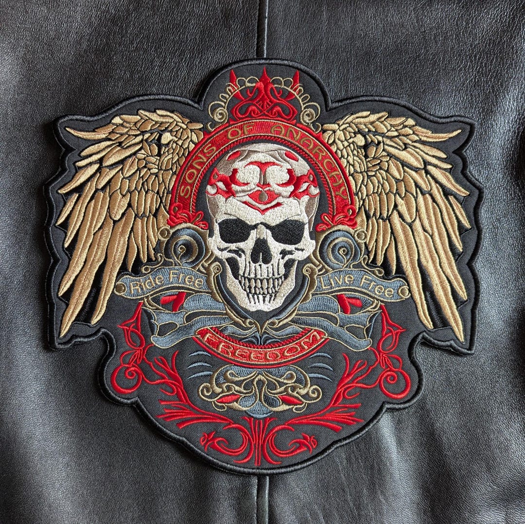 Skull Wings Biker Patch Embroidery Design: Custom Text (digital Download) (DST PES Jef HUS) - Etsy