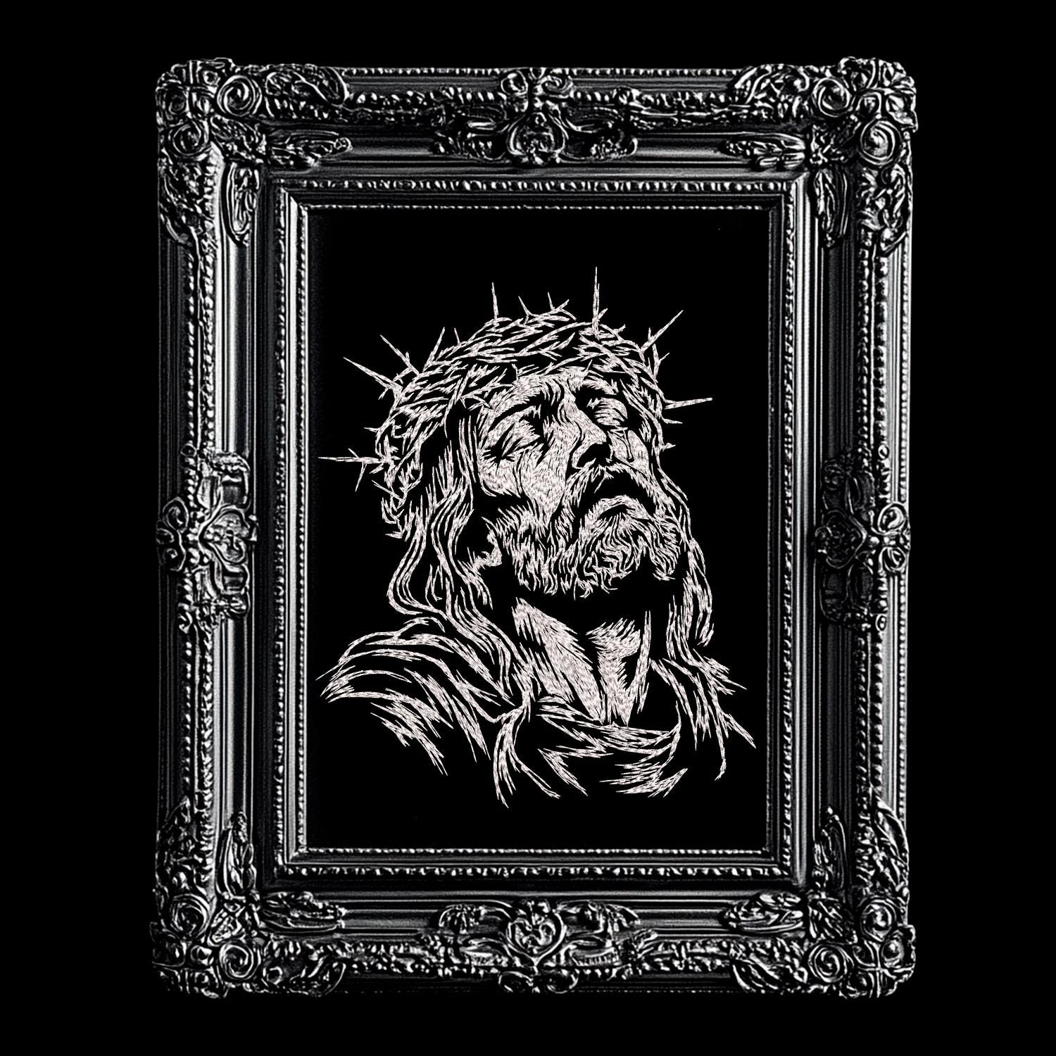 Jesus Embroidery Design: Crown of Thorns, Religious Sketch (digital ...