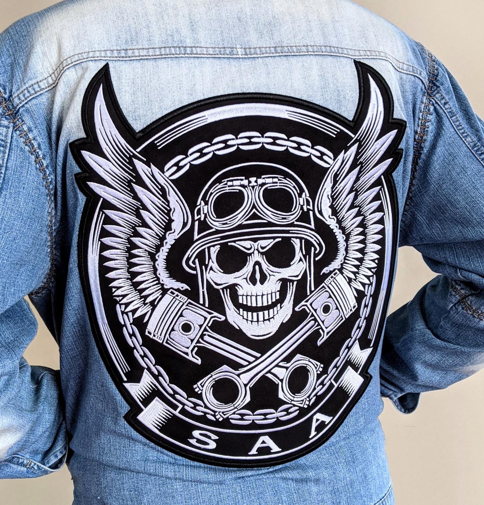 Skull Wings Biker Patch Embroidery Design Back Patches for Biker ...