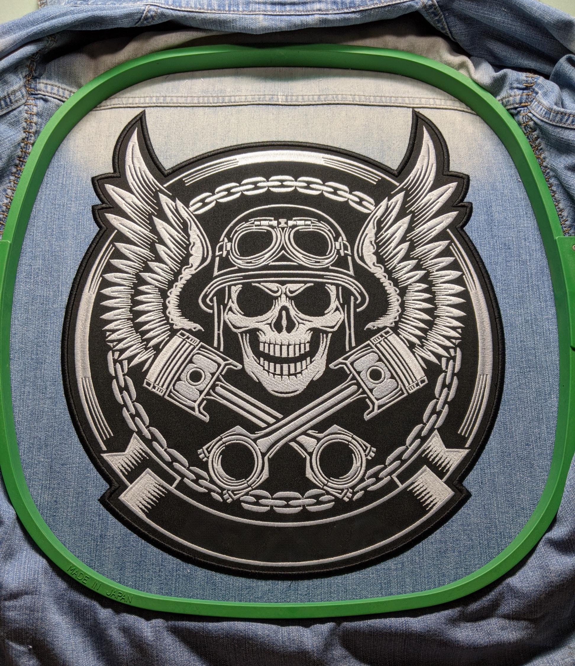 Skull Wings Biker Patch Embroidery Design: Custom Text (digital ...