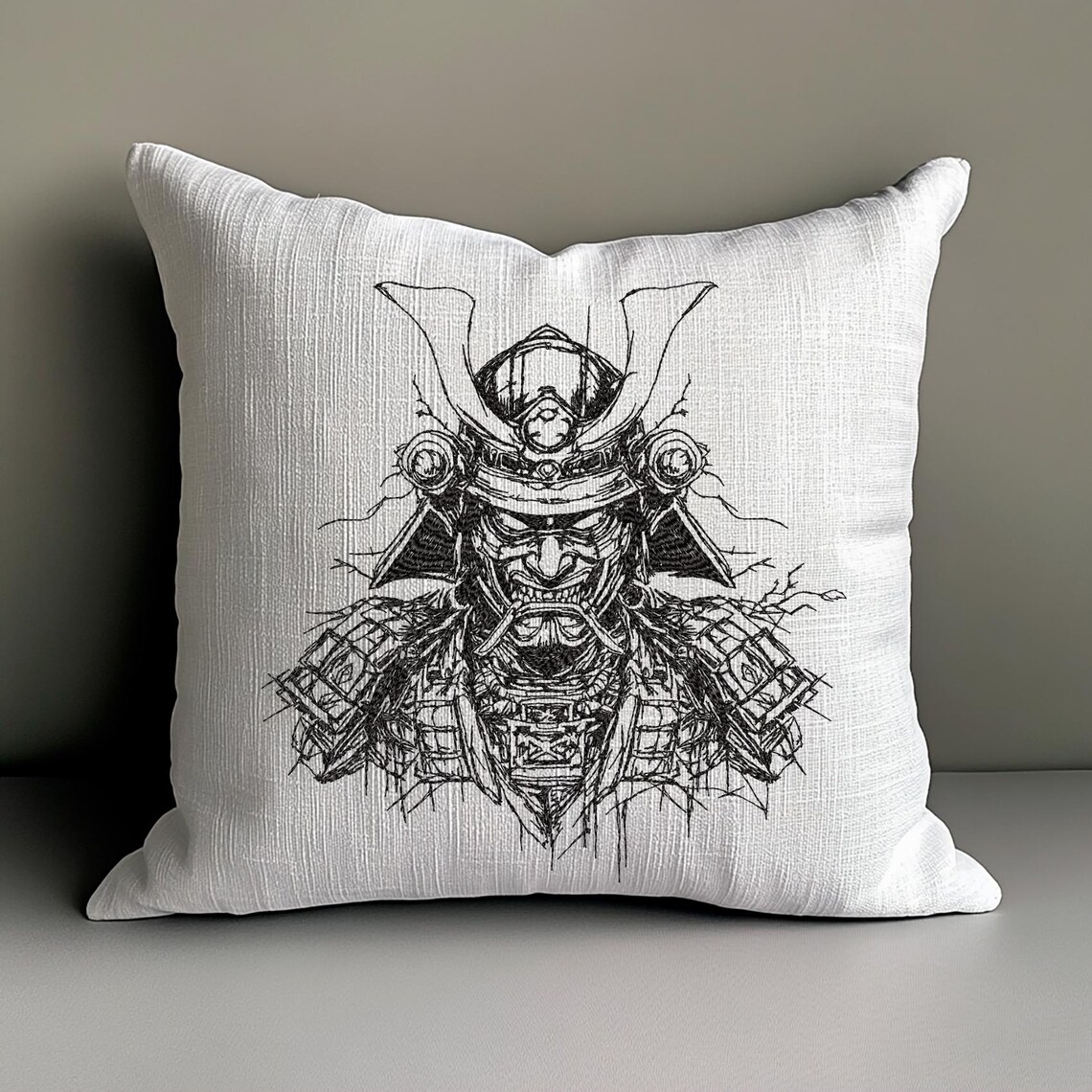 Samurai Embroidery Design – Line Art Style Samurai Warrior Design ...