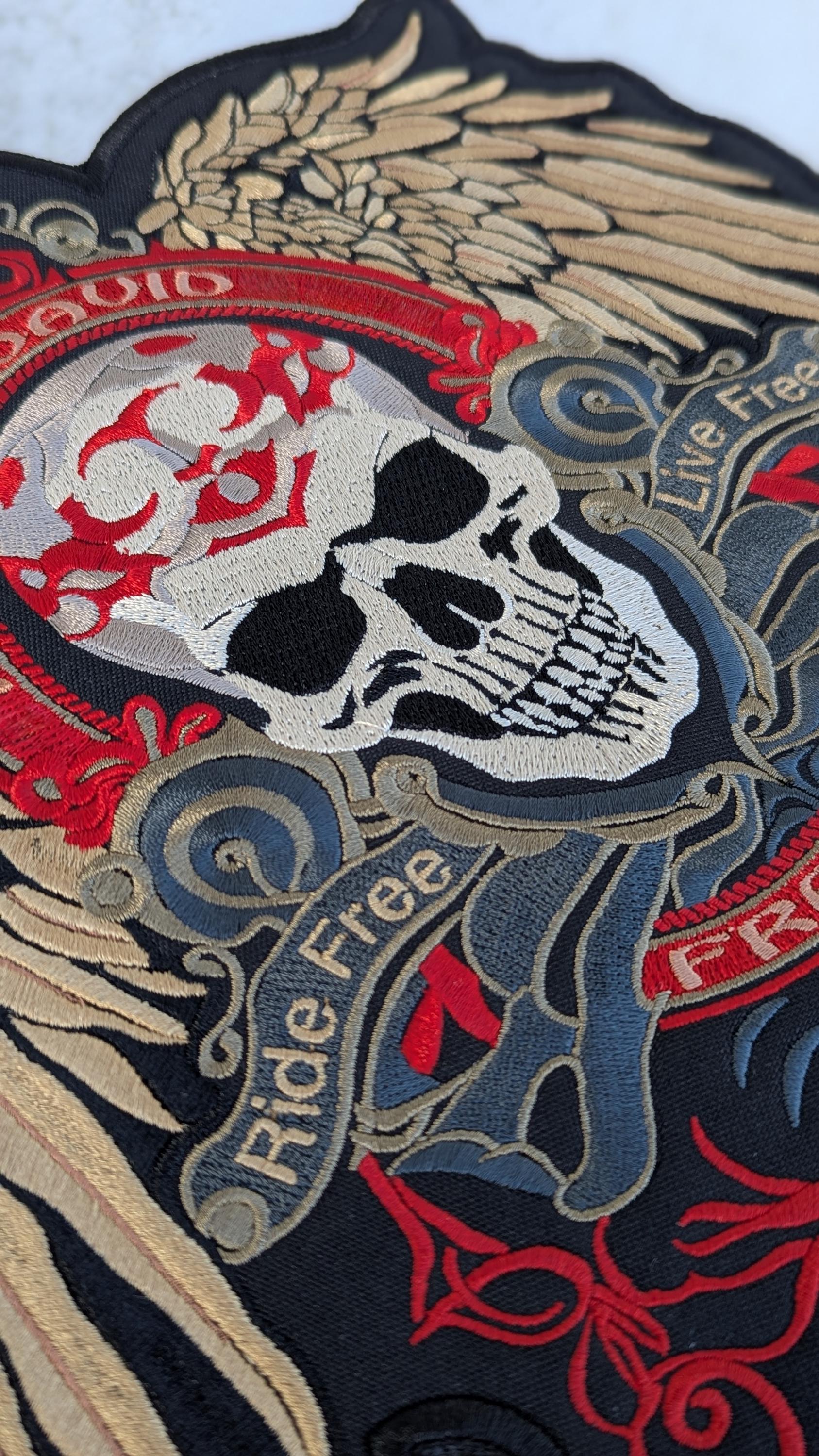 Skull Wings Biker Patch Embroidery Design: Custom Text (digital Download) (DST PES Jef HUS) - Etsy