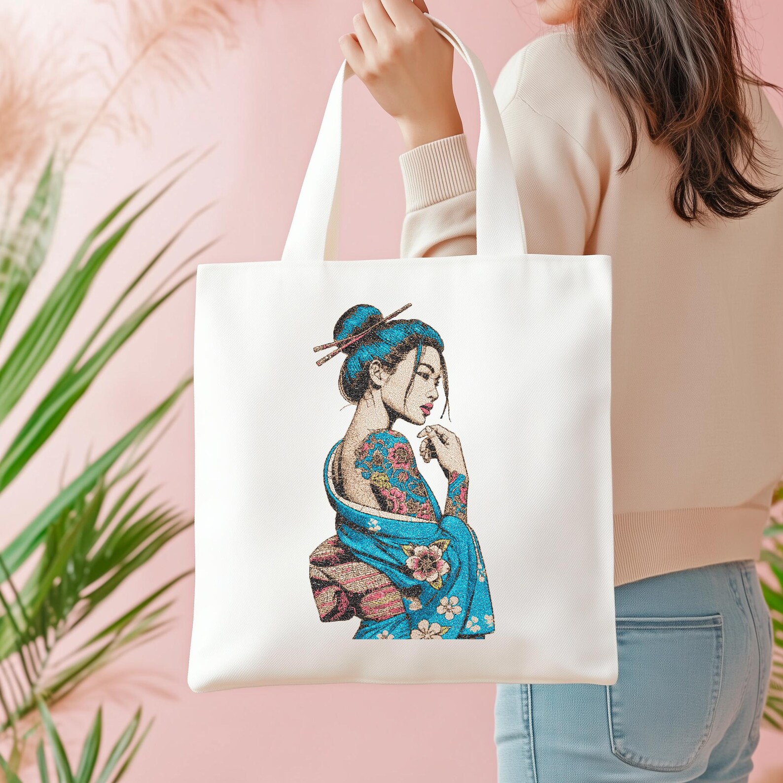 Geisha Embroidery Design – Japanese Woman Machine Embroidery Pattern ...