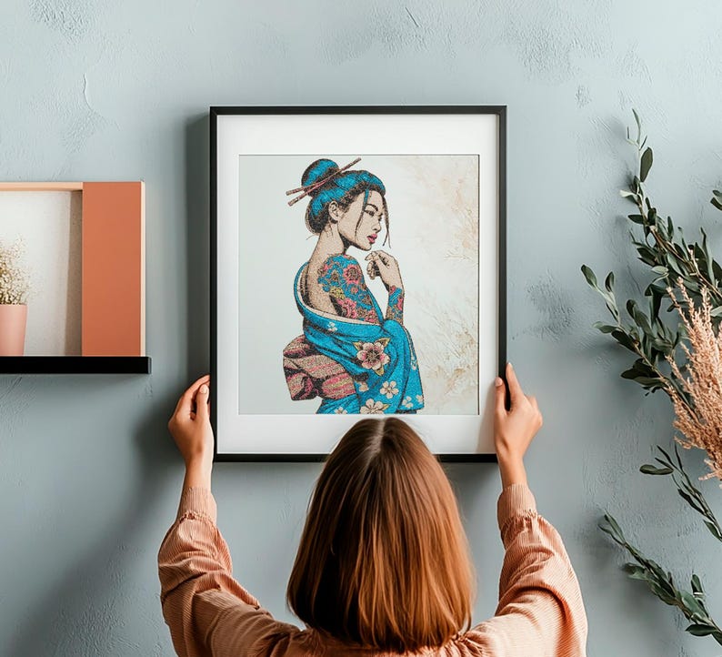 Geisha Embroidery Design – Japanese Woman Machine Embroidery Pattern ...
