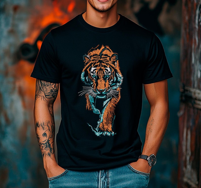 Tiger Embroidery File - Majestic Tiger Design Wild Animal Line Art ...