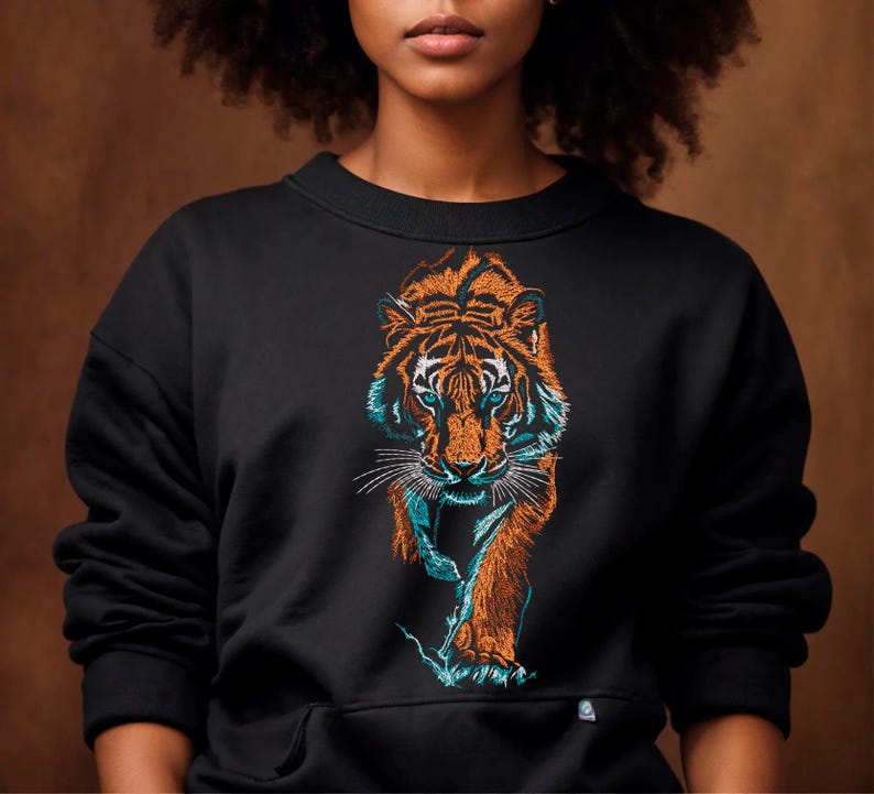 Tiger Embroidery File - Majestic Tiger Design Wild Animal Line Art ...