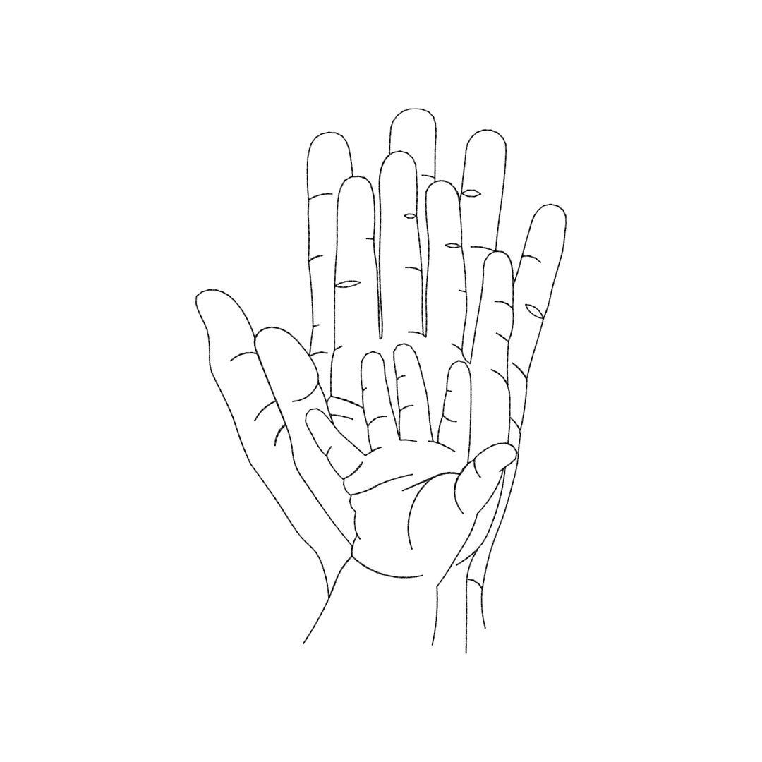 Family Hands Outline Embroidery Design Three Hands Parent and Child ...