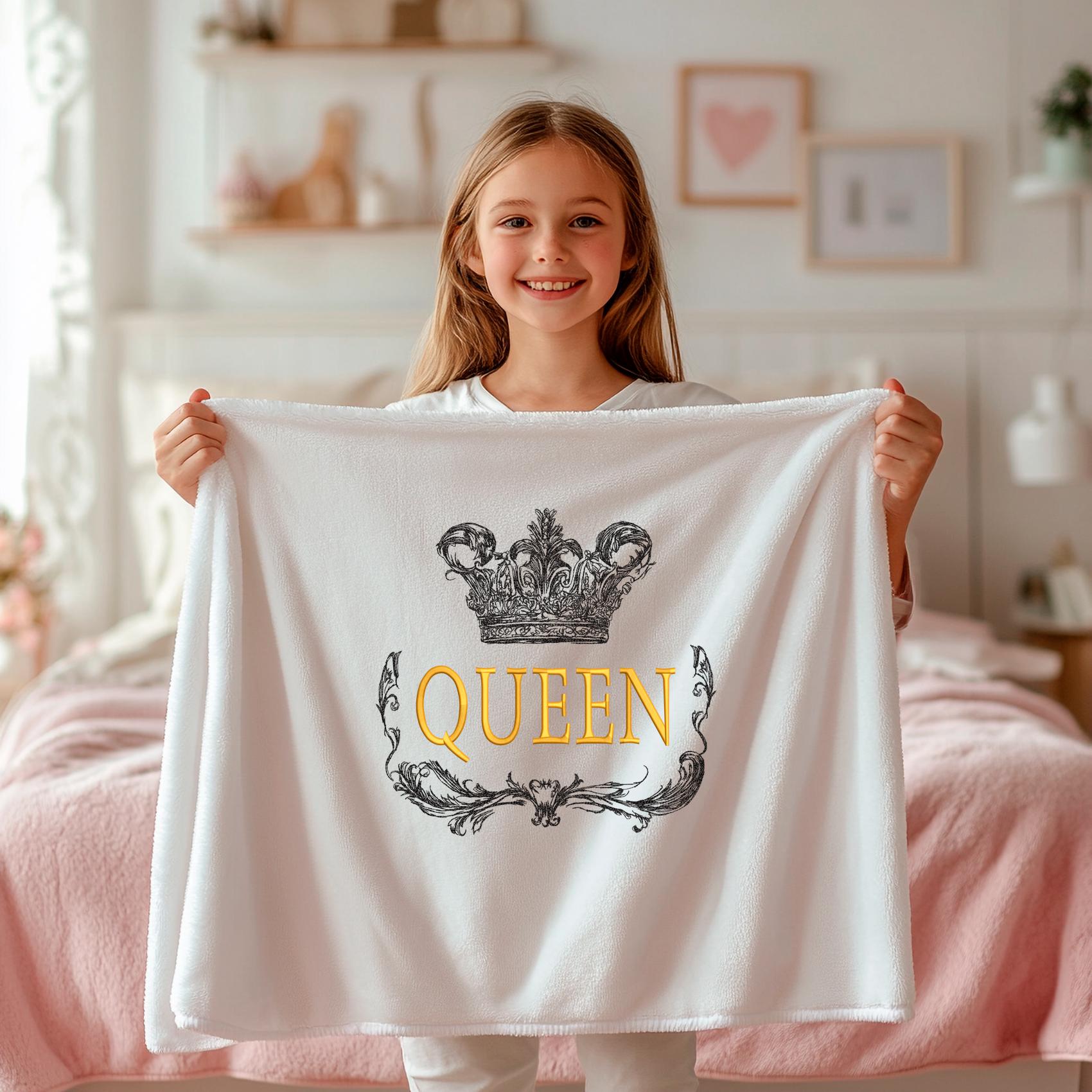 Crown Queen Embroidery Design – Personalized Royal Style for Bathrobes ...