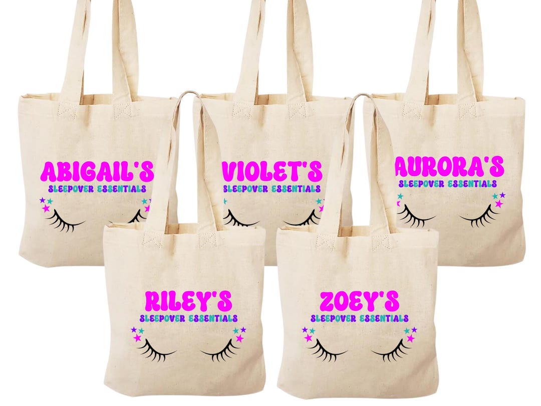 Personalized Sleepover Tote Bag: Cotton Party Favor - Etsy