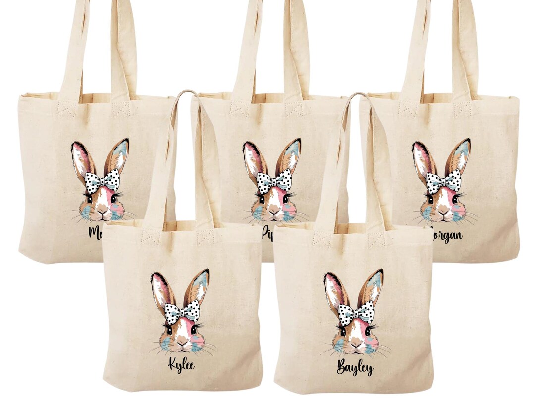 Personalized Easter Bag, Adorable Bunny Egg Hunt or Easter Mini Tote ...