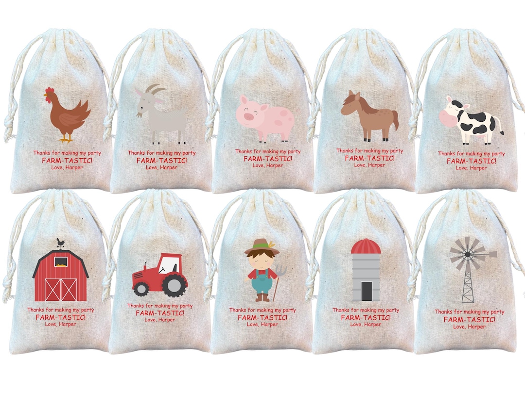 Farm Party Favor Bags: Barnyard Animal Gift Bags - Etsy