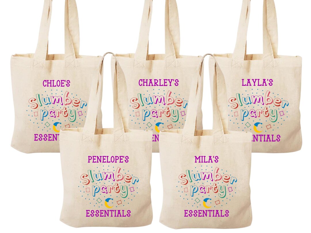 Slumber Party Essentials Tote Bags, Personalized Keepsake Gift and ...