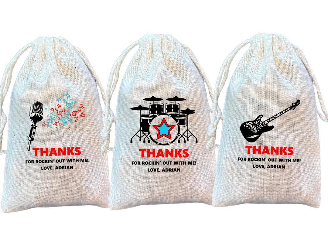 Rock and Roll Party Favor Bags: Guitar, Drum, Microphone Goodie Bags - Etsy