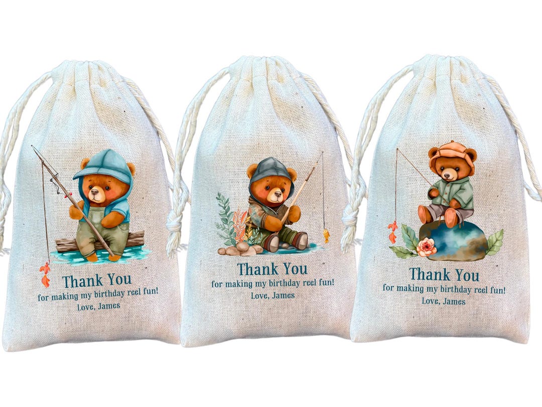 Fishing Teddy Bear Party Favor Bags: Birthday Baby Shower Goodie Bags ...