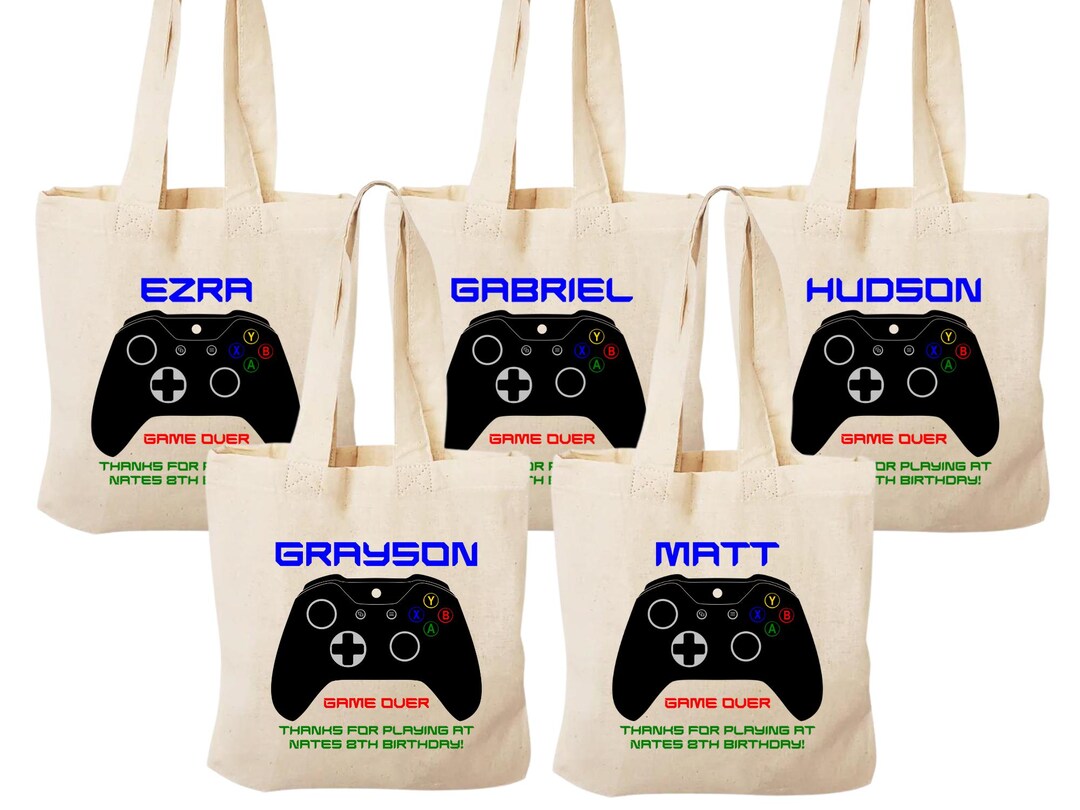 Personalized Video Game Party Favor Bags: Mini Cotton Tote - Etsy