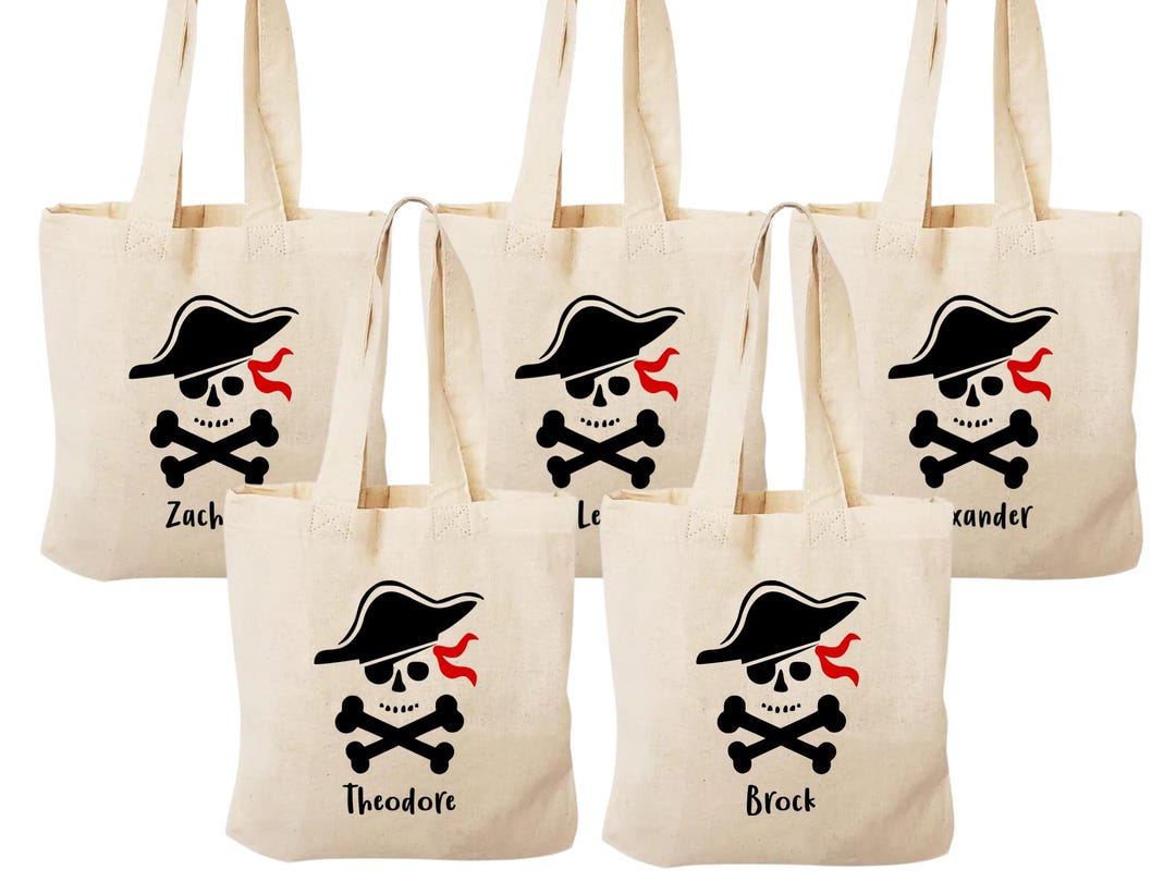 Personalized Pirate Party Favor Bags: Mini Cotton Tote Goodie Bags - Etsy