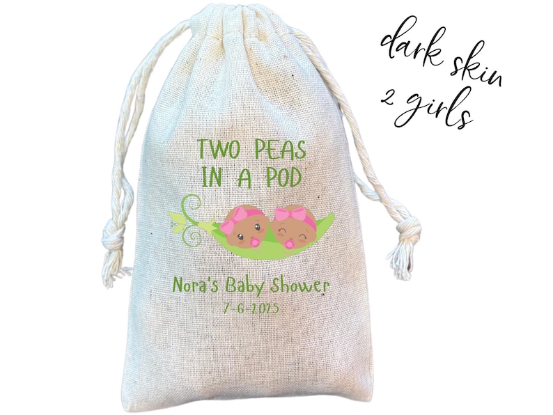 Two Peas in a Pod Muslin Favor Bags: Twin Baby Shower Goodie Bags - Etsy