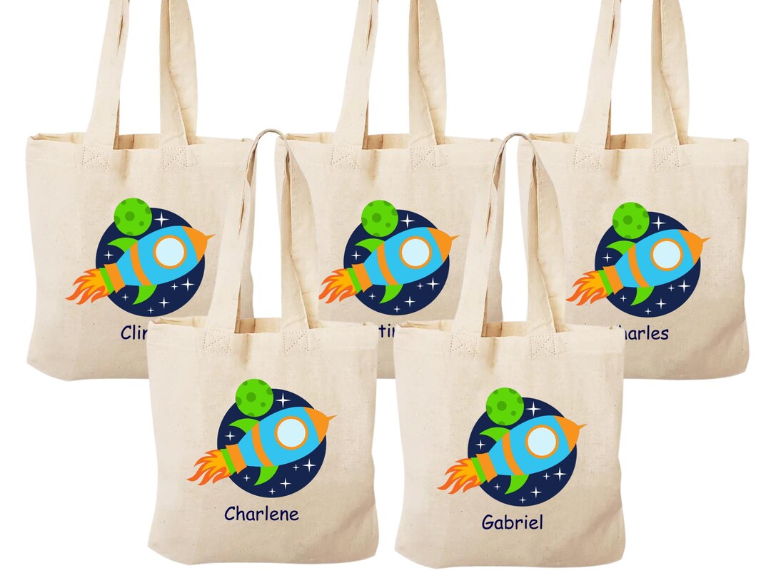Personalized Outer Space Themed Party Favor Bags and Gift Bags, Rocket ...