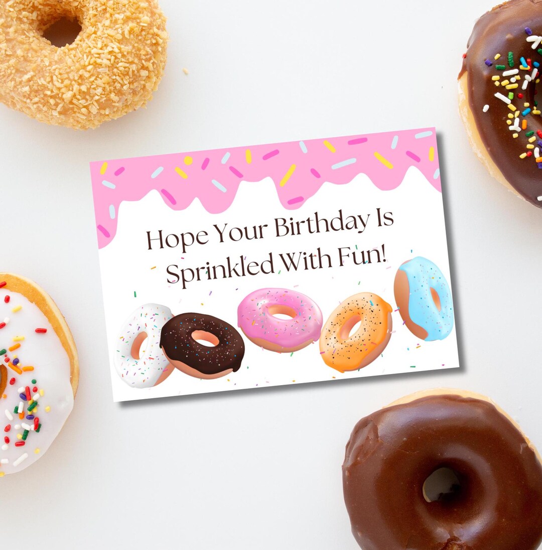 Printable Donut Birthday Card Happy Birthday Instant Download DIY ...