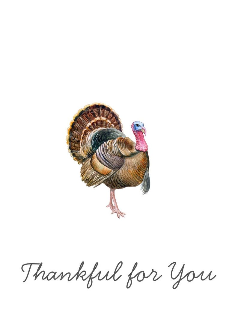 Turkey Thanksgiving Card Printable – ‘thankful for You’ (PDF Download ...