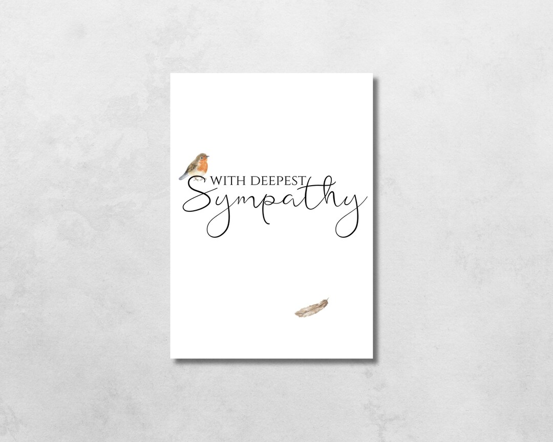 Printable Sympathy Card: Deepest Sympathy Tiny Bird (PDF Download 5x7in ...