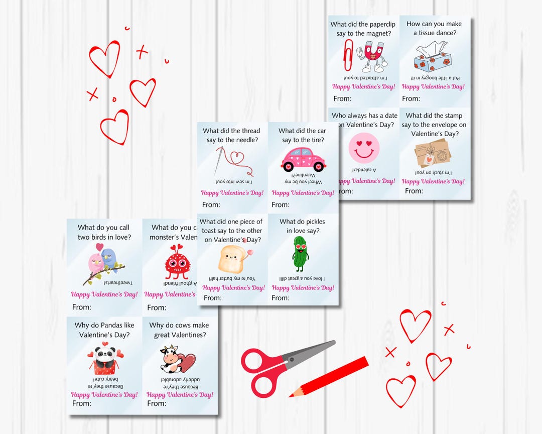 Kids Classroom Valentines, Joke Valentines Day Cards, Preschool ...