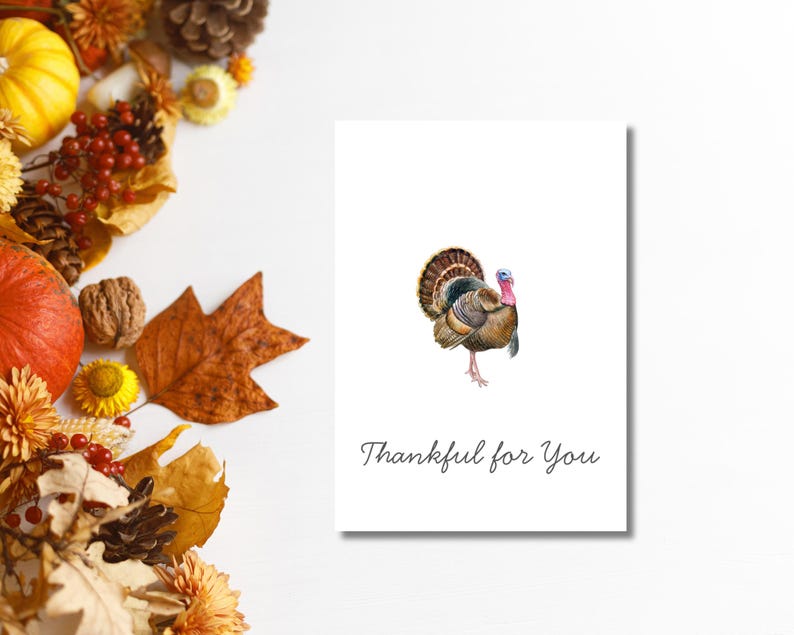 Turkey Thanksgiving Card Printable – ‘thankful for You’ (PDF Download ...