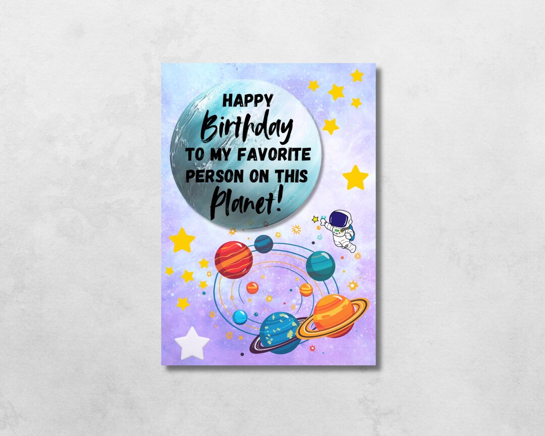 Printable Space Birthday Card, Card for Kids, Card for Friend, Galactic ...