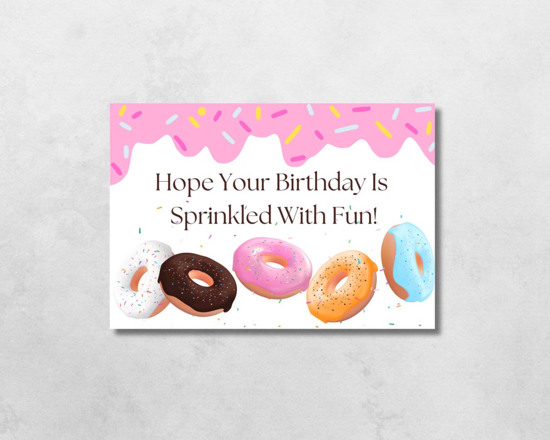 Printable Birthday Card With Donuts, Donut Birthday Card, Instant ...