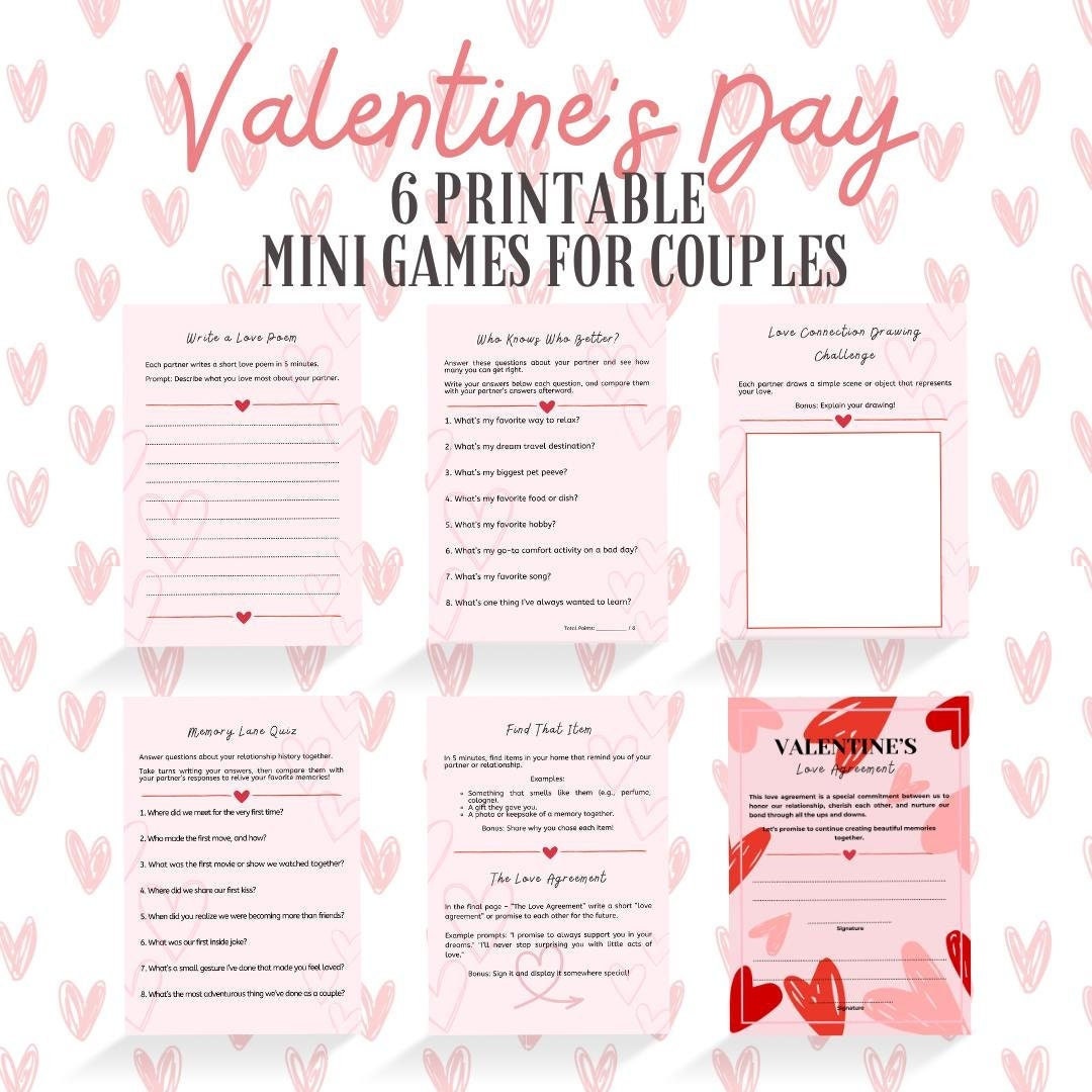 Pink Valentines Day Mini-games for Couples Fun and Romantic PDF ...