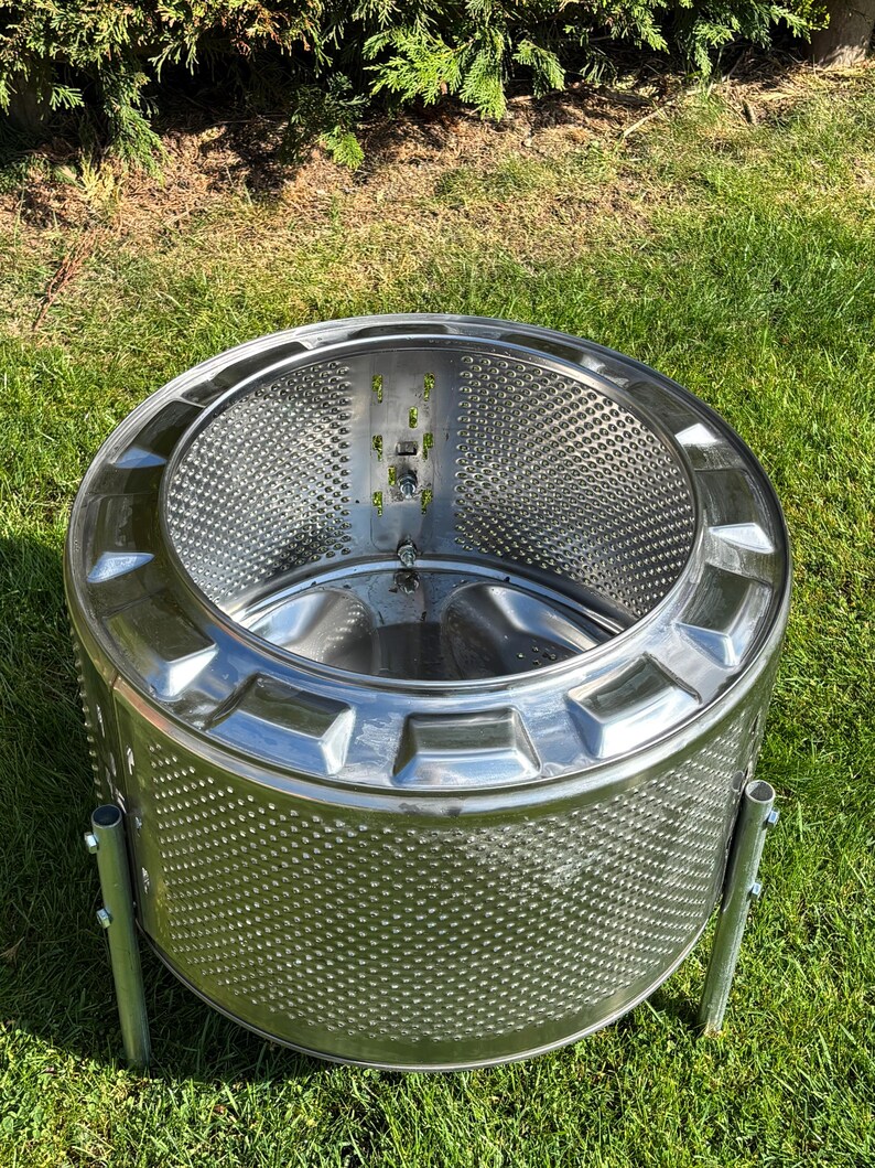 Fire Pit Firepit Patio Heater BBQ Upcycled Washing Machine Camping Legs ...