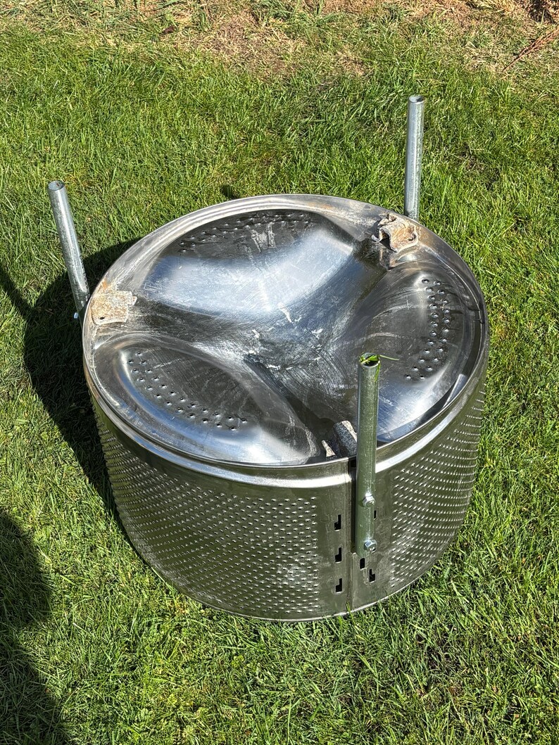 Fire Pit Firepit Patio Heater BBQ Upcycled Washing Machine Camping Legs ...