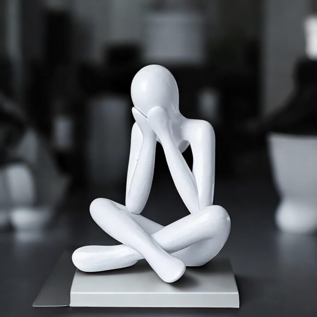 Abstract Thinker Statue | Mini Plastic Figurine, Modern Bookshelf ...