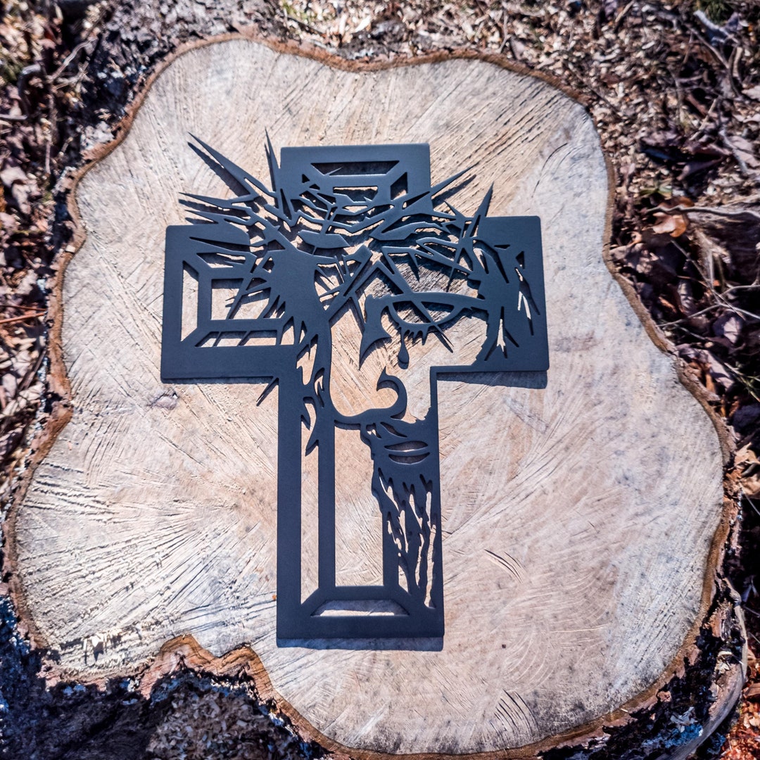 Jesus Cross Metal Sign - Shiny Home Co - Christian - Custom Metal Art ...