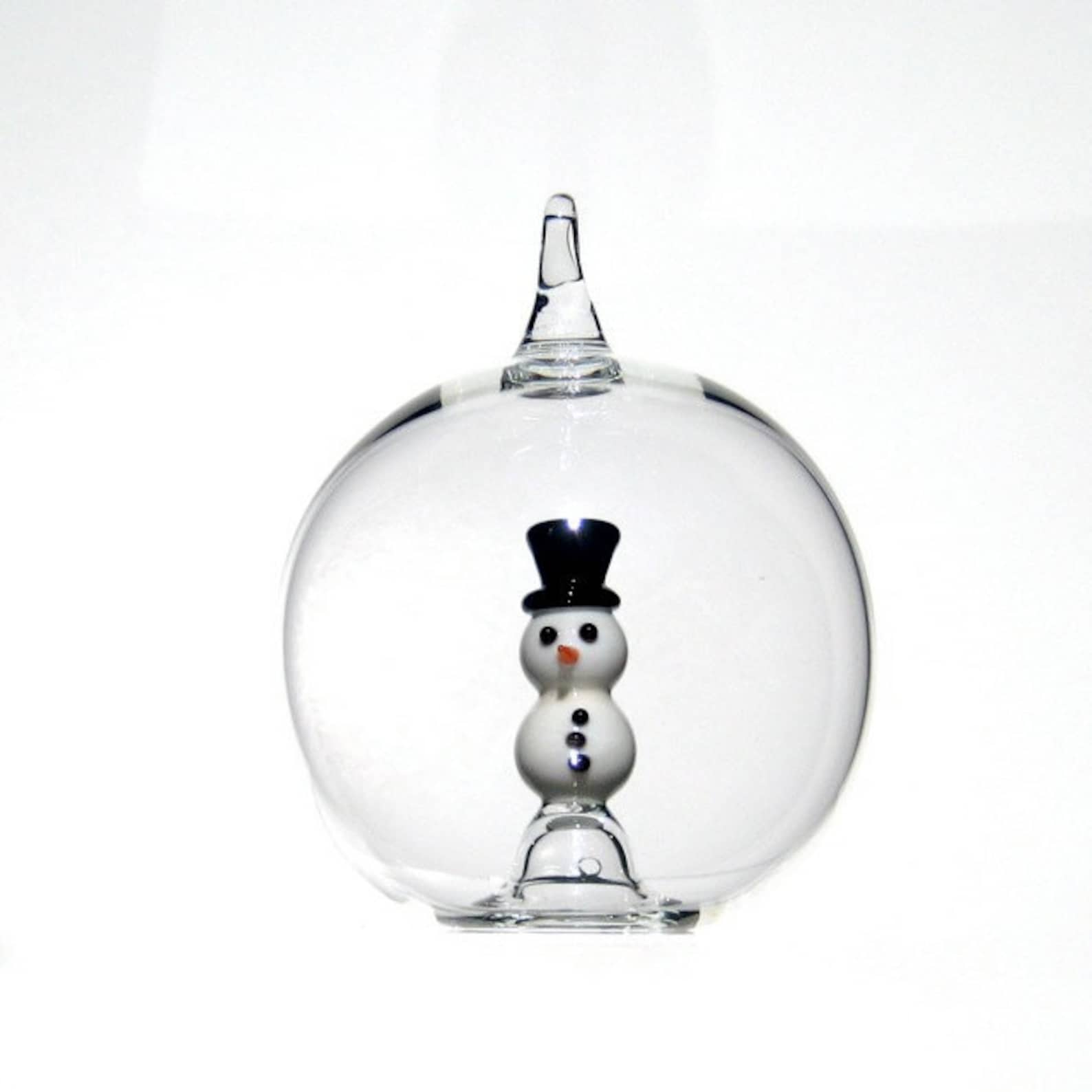 Glass Snowman Ornament Christmas Ornament in Hand Blown Glass - Etsy