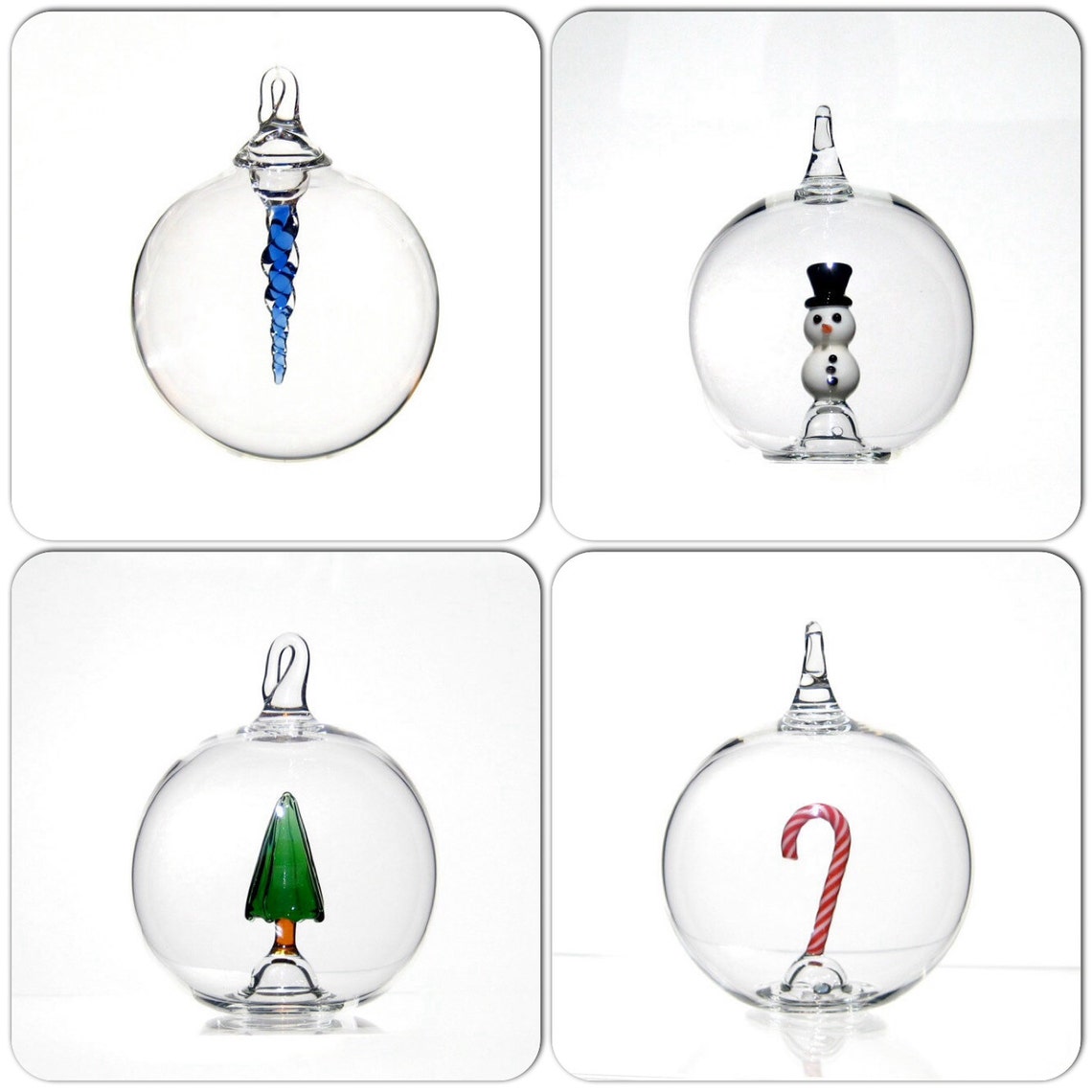 Glass Snowman Ornament Christmas Ornament in Hand Blown Glass - Etsy