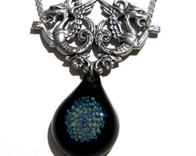 Black Glass Pendant Mythical Beast Implosion Pendant - Etsy