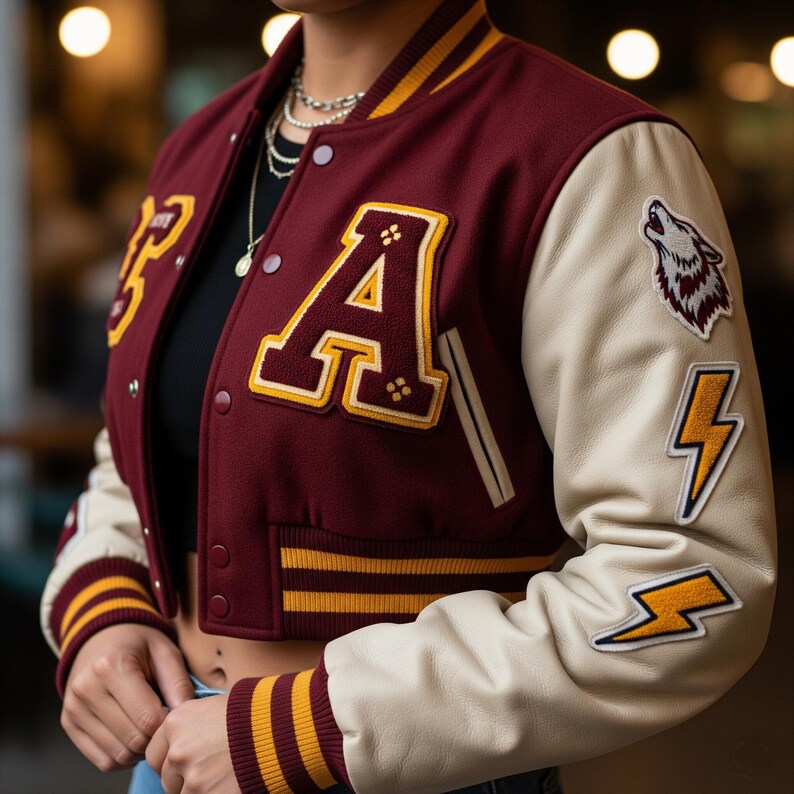 Custom Varsity Jacket for Women – Crop Top Varsity Personalized ...