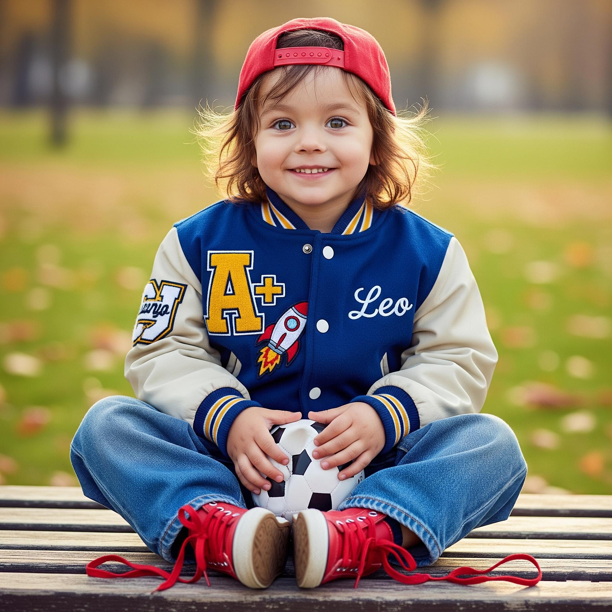 Custom Kids Varsity Jacket, Personalized Name Initial Sports Jacket ...