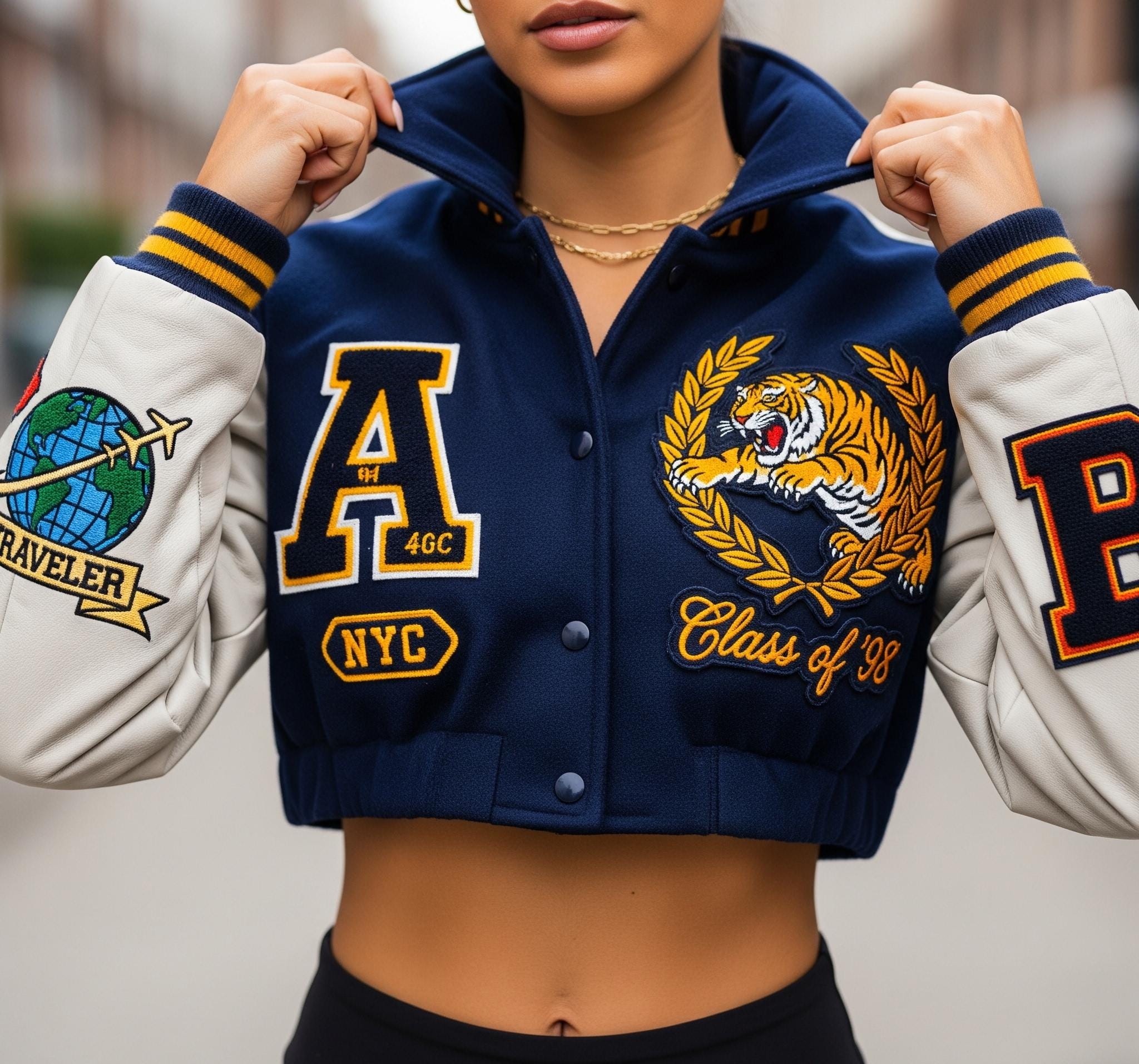 Custom Varsity Jacket for Women – Crop Top Varsity Personalized ...