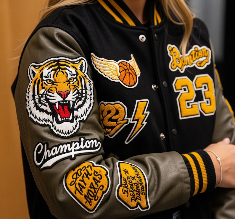 Varsity Letterman Jacket for Women Custom Line Bomber Jacket for High ...